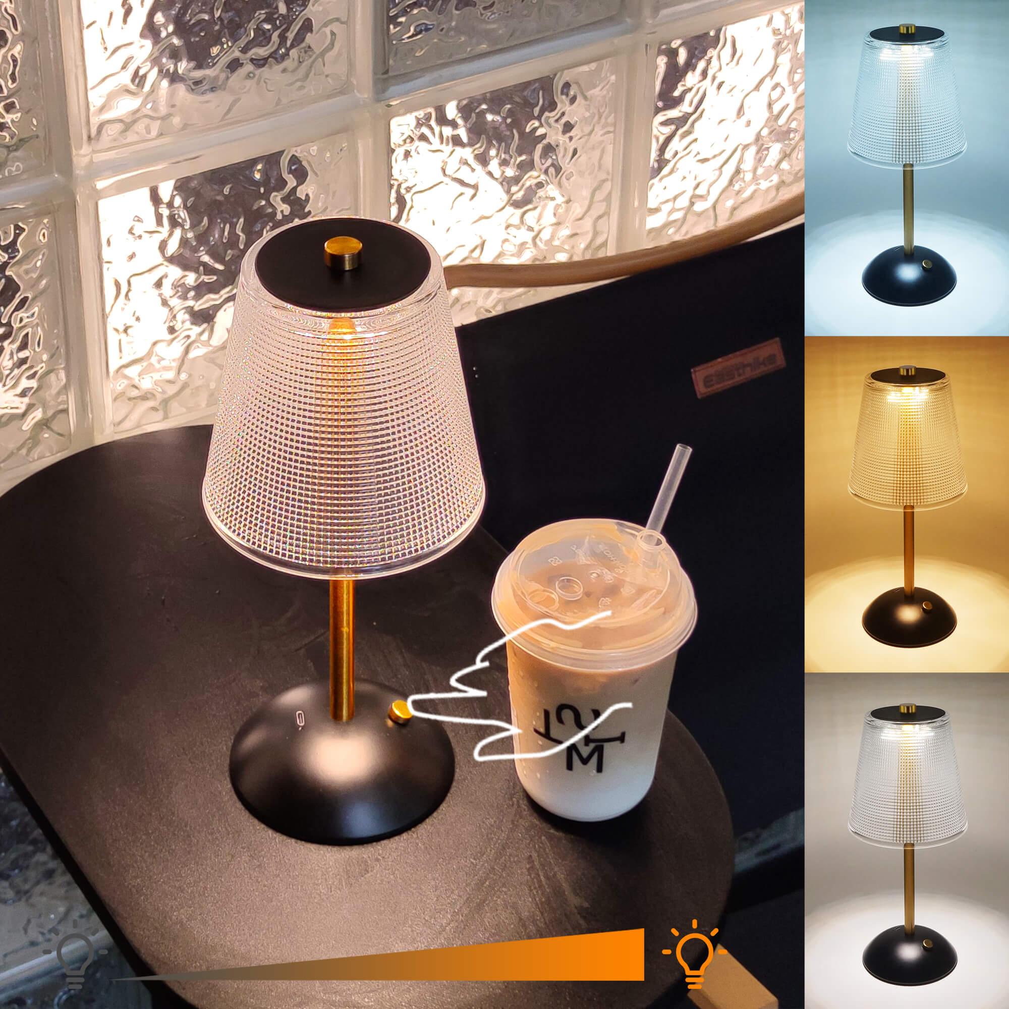 Amingulry Cordless Rechargeable Retro Black&Gold Table Lamp